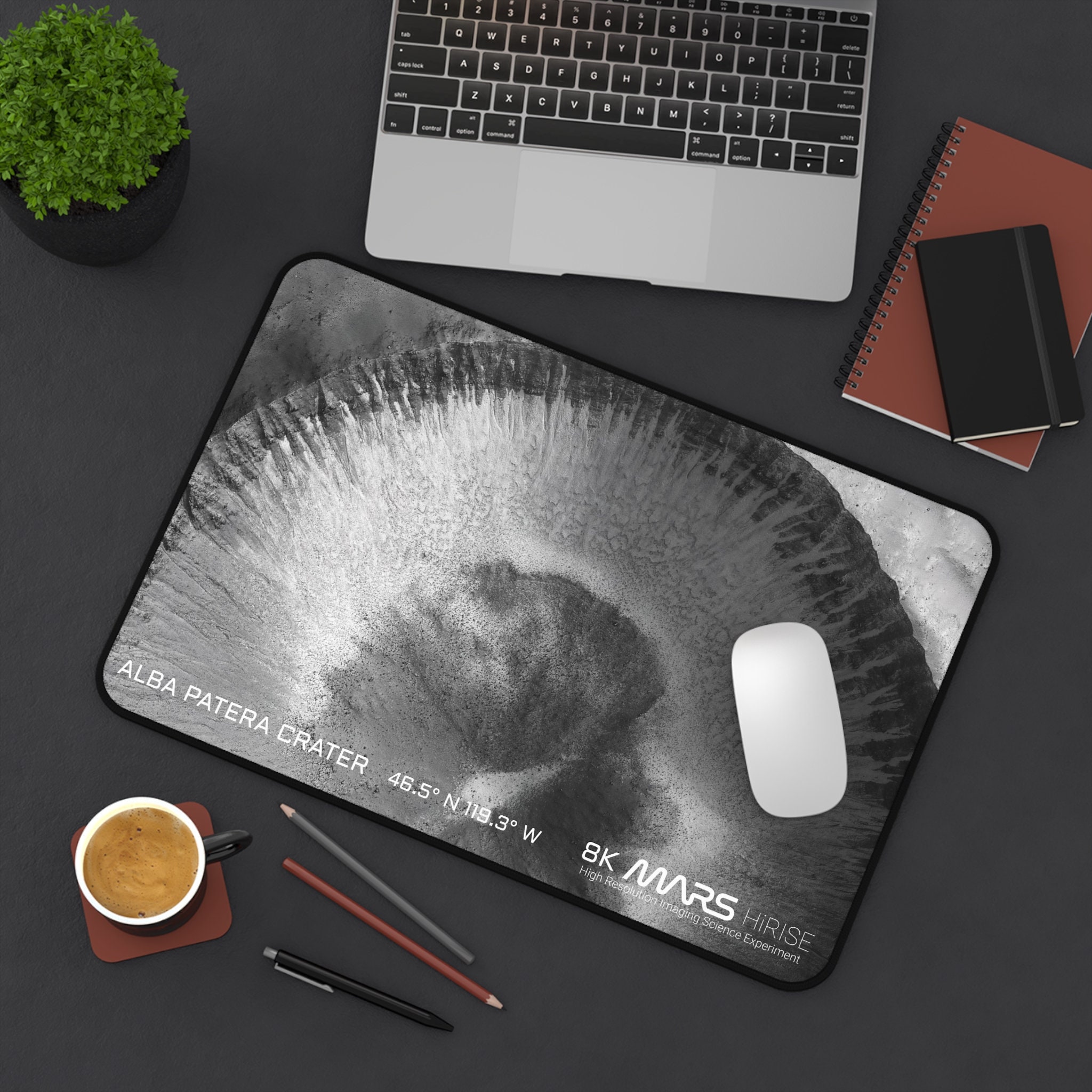 Alba Patera Crater Desk Mat / 8K Mars Hirise Satellite Image / NASA ...