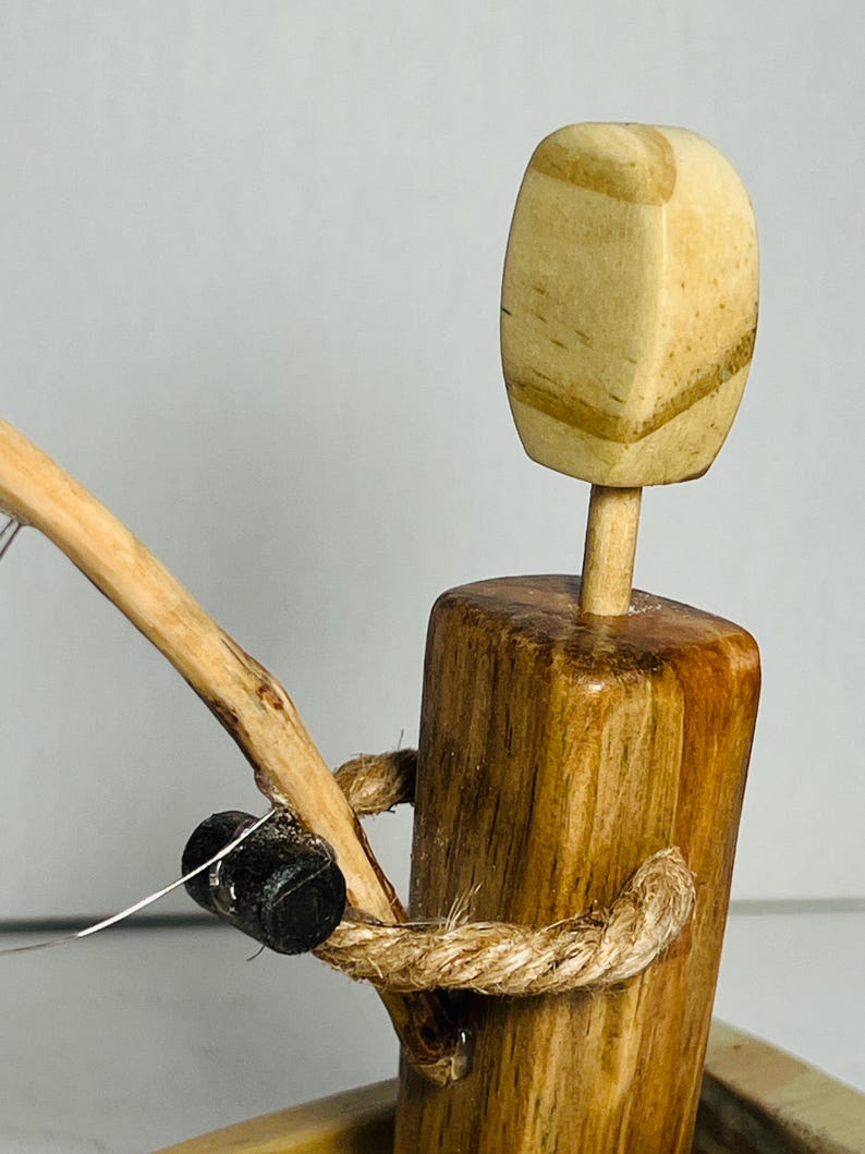 Fisherman in Boat Faceless Wood Figurine - Etsy