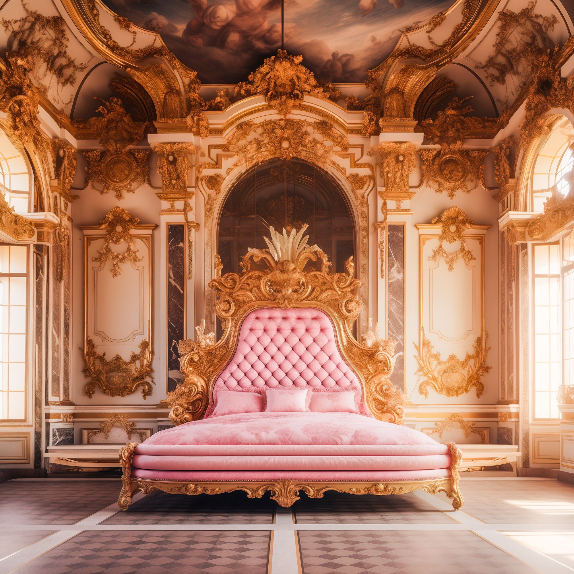Romantic, Pink Rococo Bedroom, Bedroom, Boudoir, Versailles, Marie ...