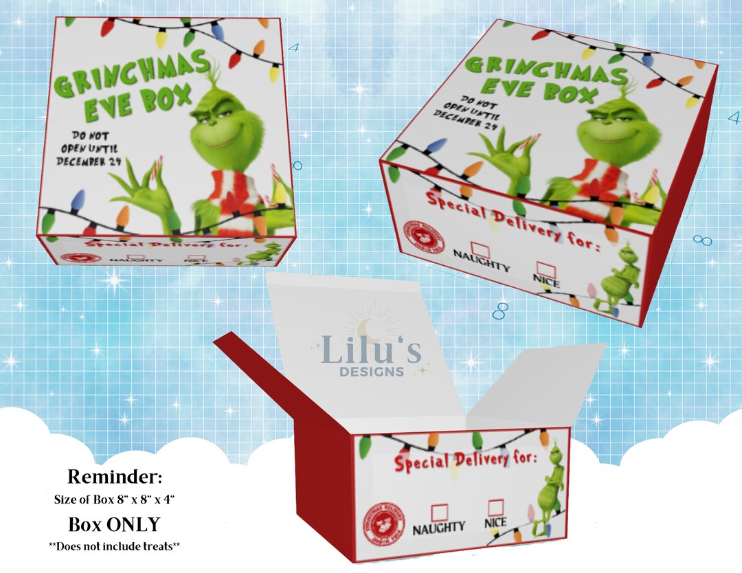 Grinch Christmas Eve Box | **box Only** | Size 8x8x4 | Does Not Include ...