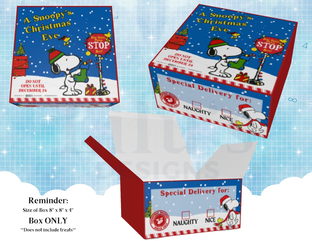 Snoopy Christmas Eve Box | **box Only** | Size 8x8x4 | Does Not Include ...