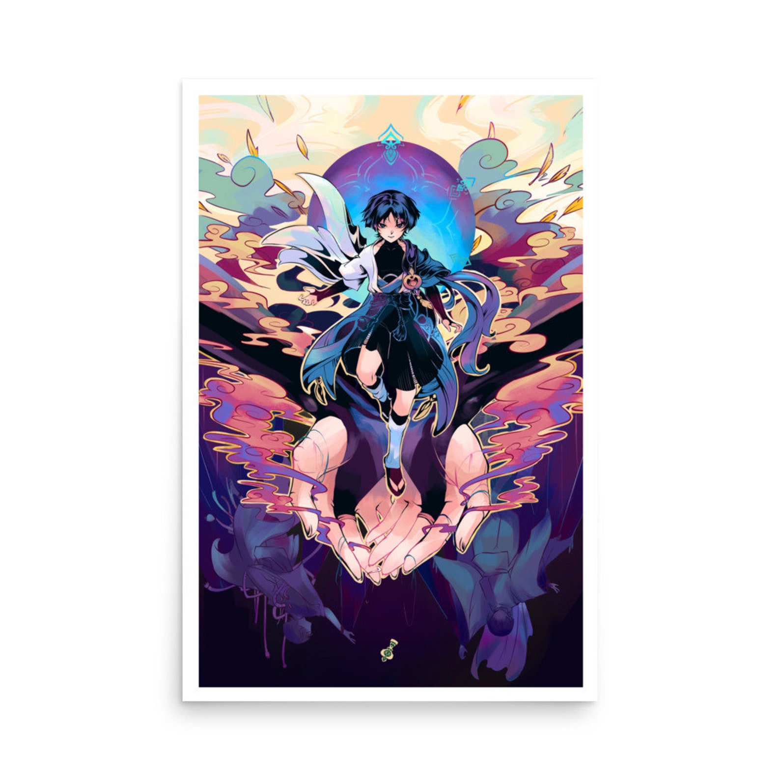 Scaramouche Wanderer Genshin Impact Poster Print - Silhouettos of a Man ...