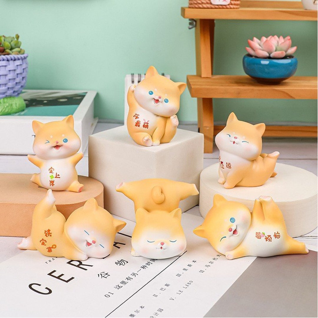 Cute Cartoon Shiba Inu Doll Resin Healing Doll Office Desktop Car ...