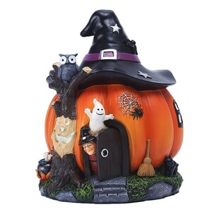 Handmade Glowing Resin Crafts Halloween Witch Pumpkin House Decorations ...