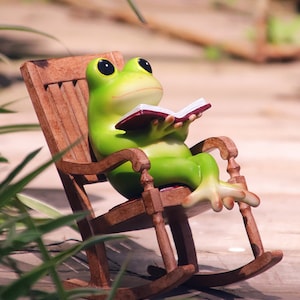 Handmade Resin Crafts Creative Small Frog Rocking Chair Ornaments ...