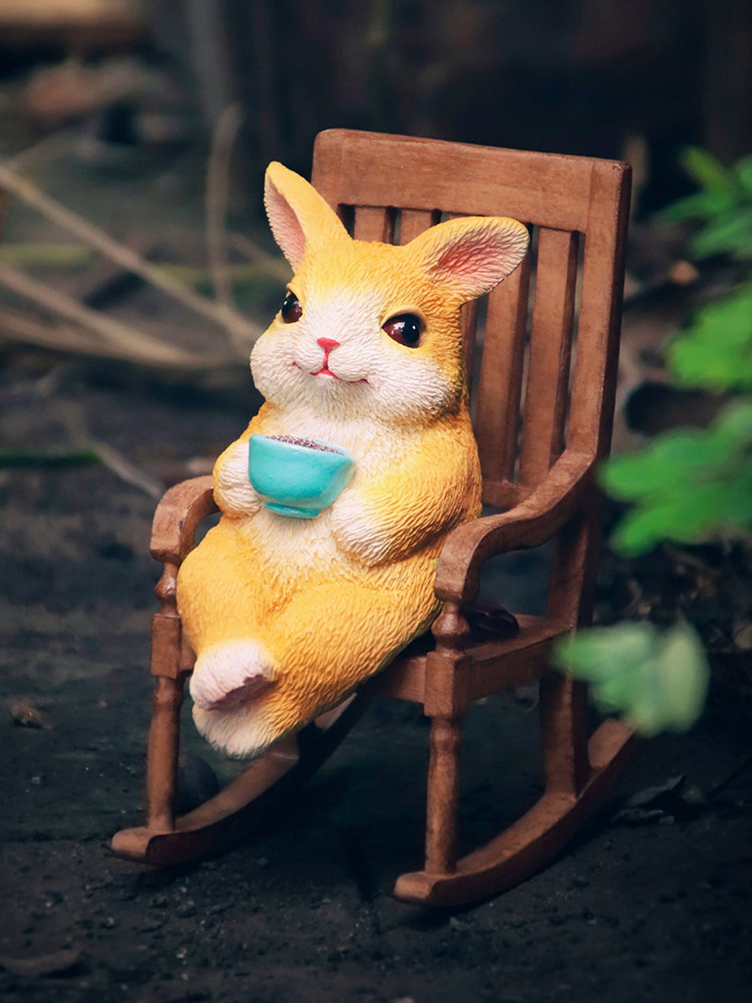 Creative Cute Bunny Rocking Chair Ornaments Balcony Landscaping Cafe ...