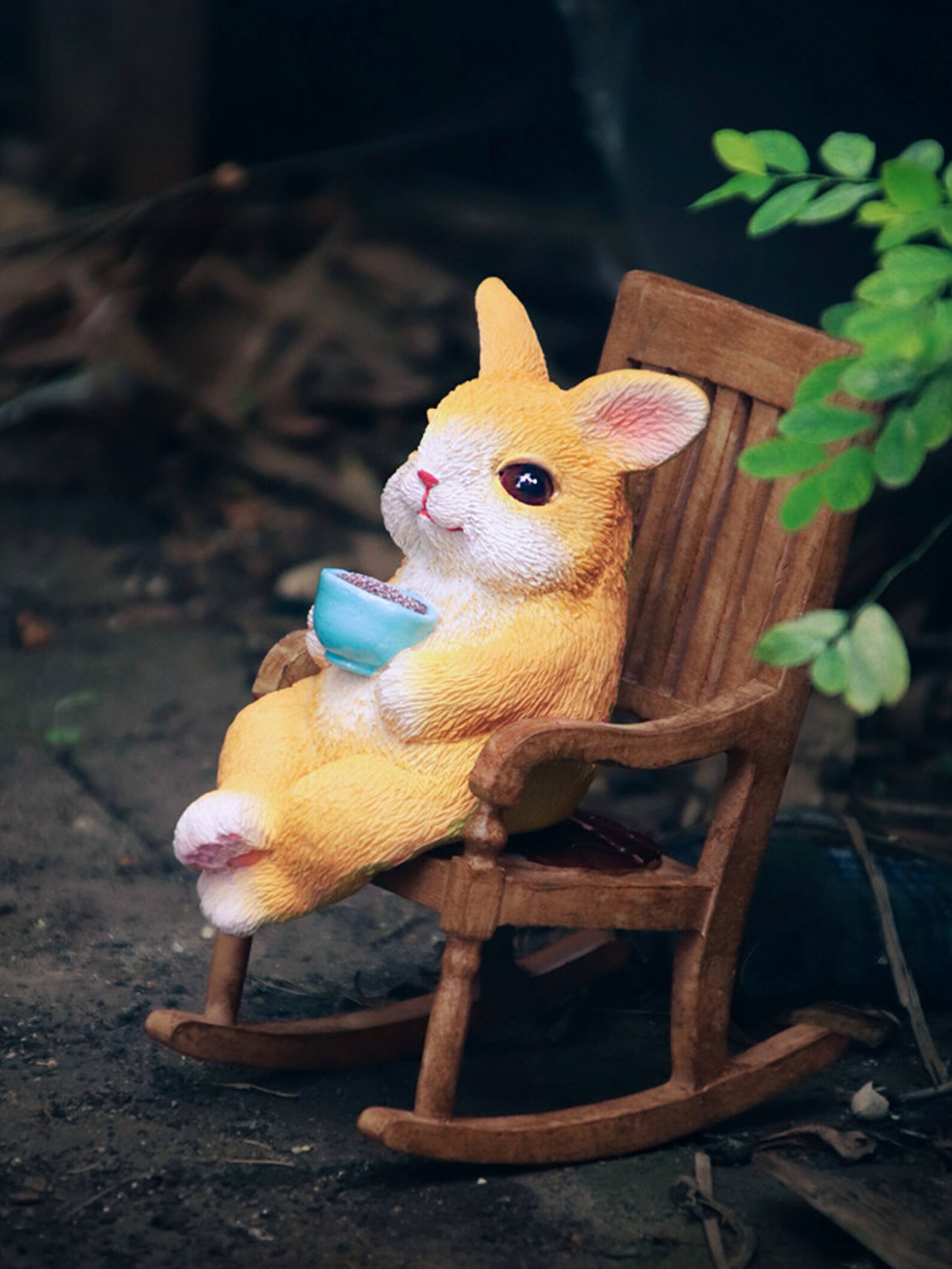 Creative Cute Bunny Rocking Chair Ornaments Balcony Landscaping Cafe ...