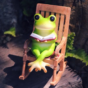 Handmade Resin Crafts Creative Small Frog Rocking Chair Ornaments ...