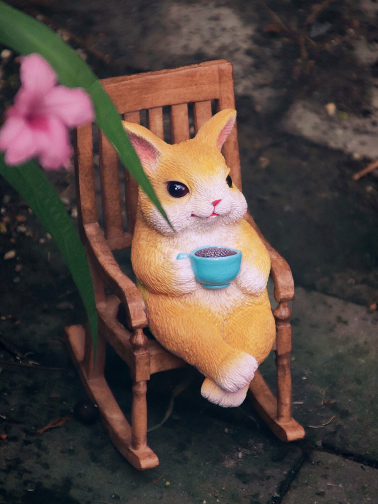 Creative Cute Bunny Rocking Chair Ornaments Balcony Landscaping Cafe ...