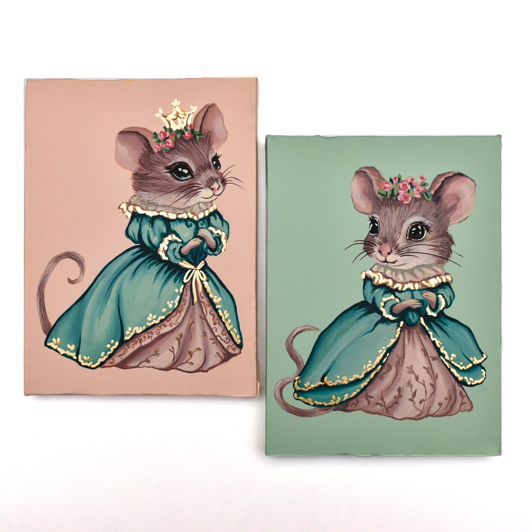 Mouse Acrylic Painting on Canvas, Nursery Animal Wall Decor, Toddler ...