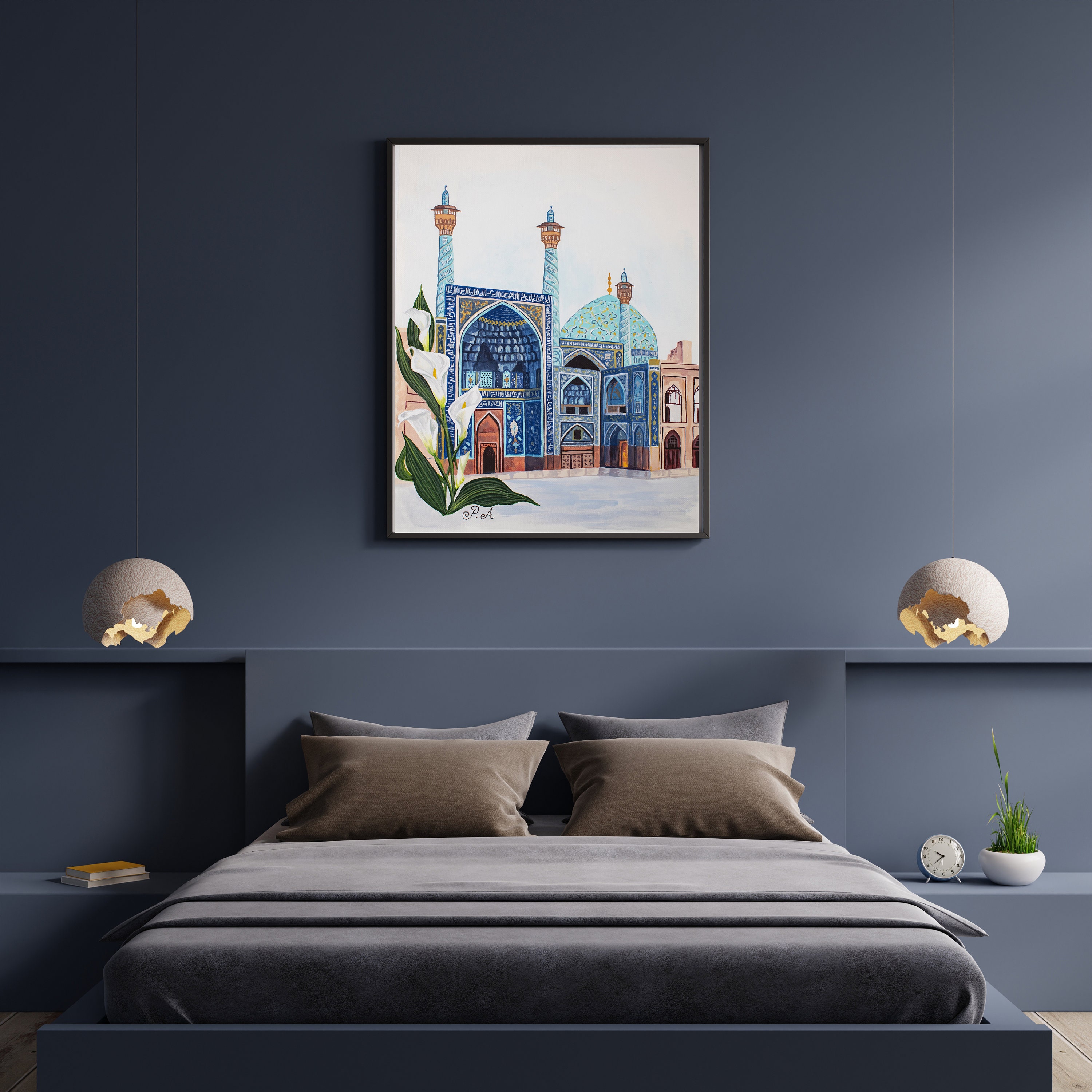 Shah Mosque With Calla Lilies Printable, Persian Architecture Wall ...