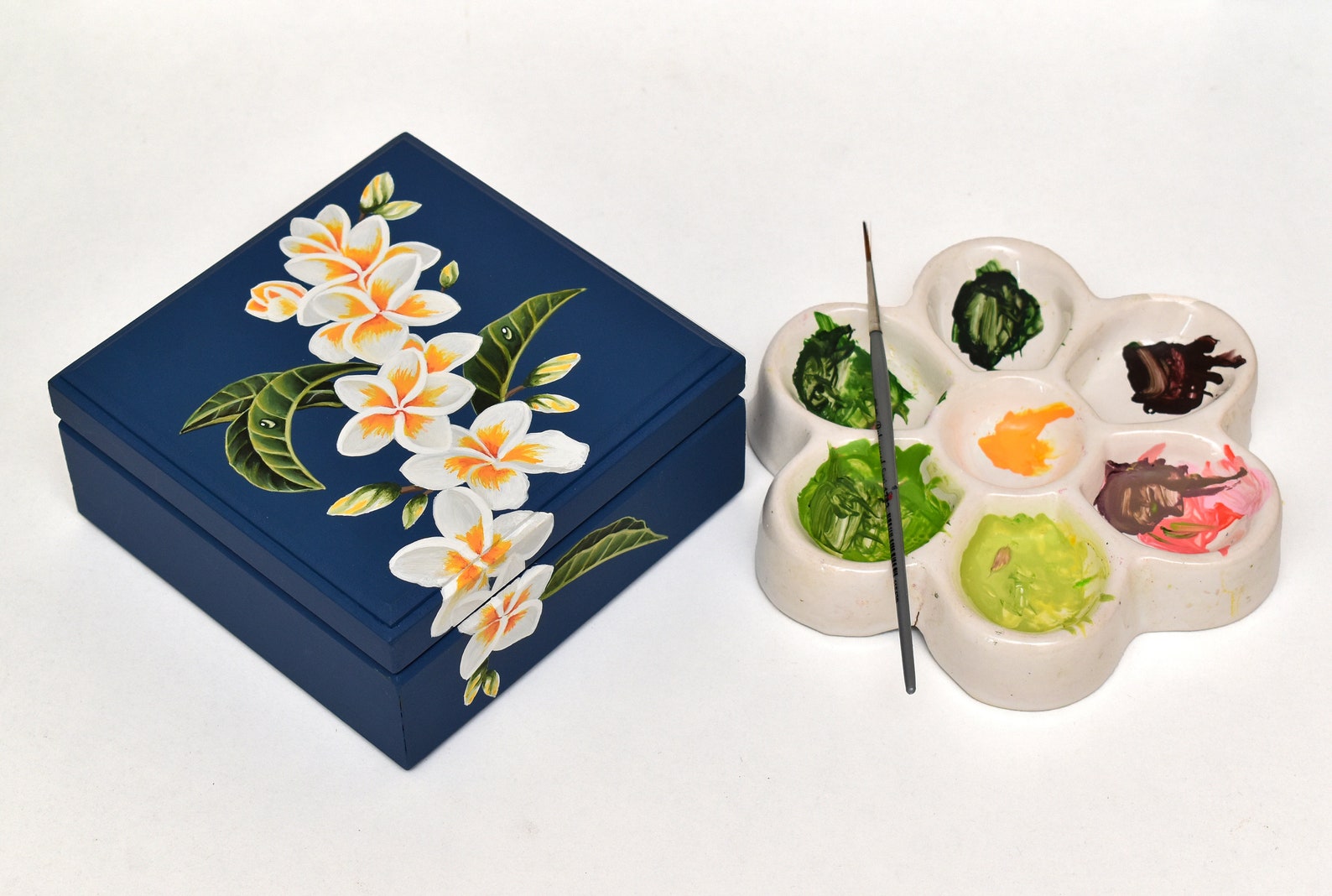 Handpainted Wooden Box Floral, Custom Name Plumeria Keepsake Box ...