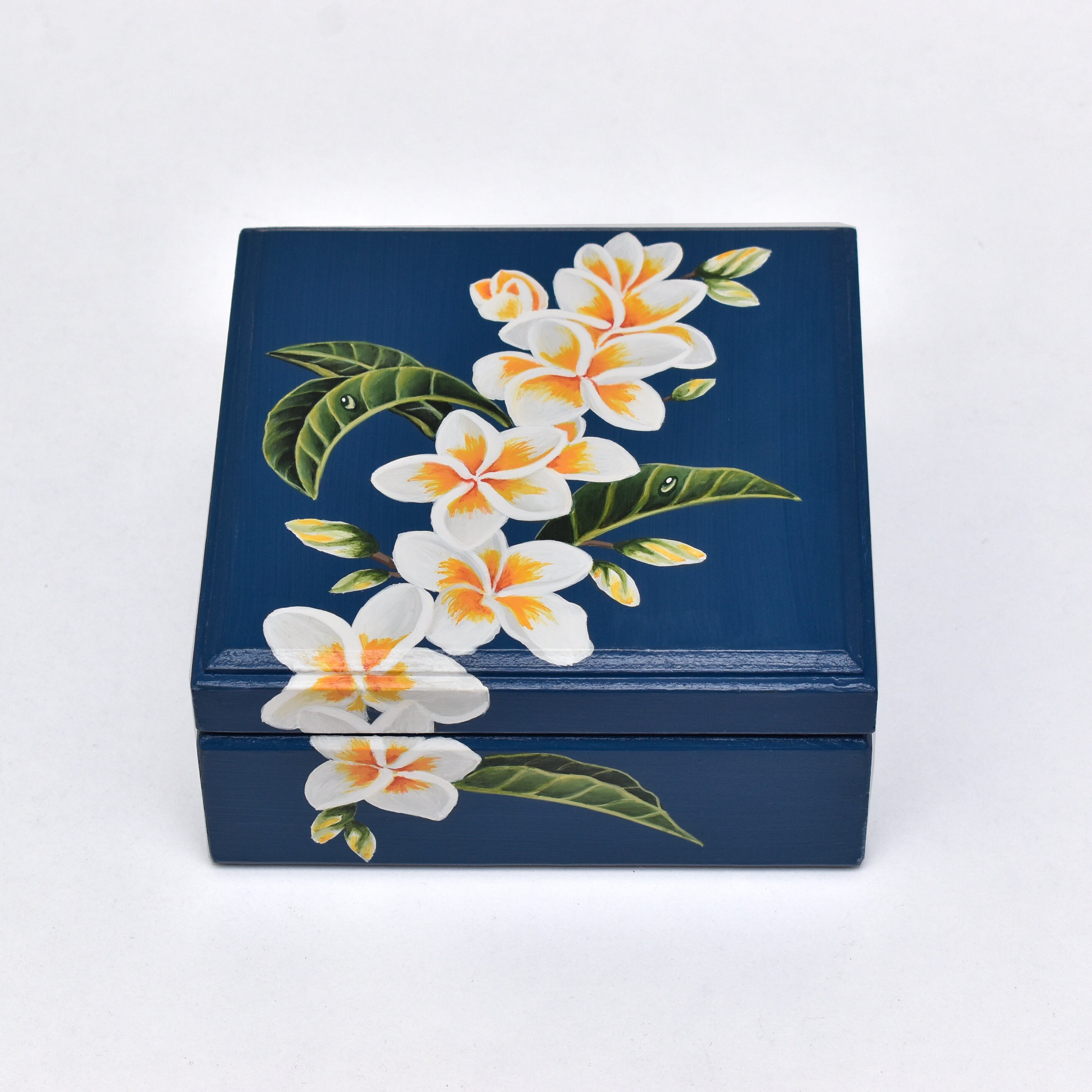 Handpainted Wooden Box Floral, Custom Name Plumeria Keepsake Box ...