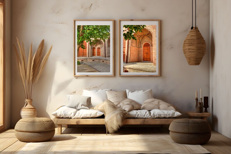Set of 2 Photos of Persian Wooden Doors in Sad Al Saltaneh Caravanserai ...