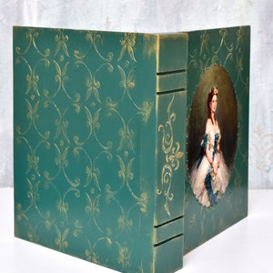 Wooden Book Box, Green Decorated Box, Vintage Style Decoupage Box ...