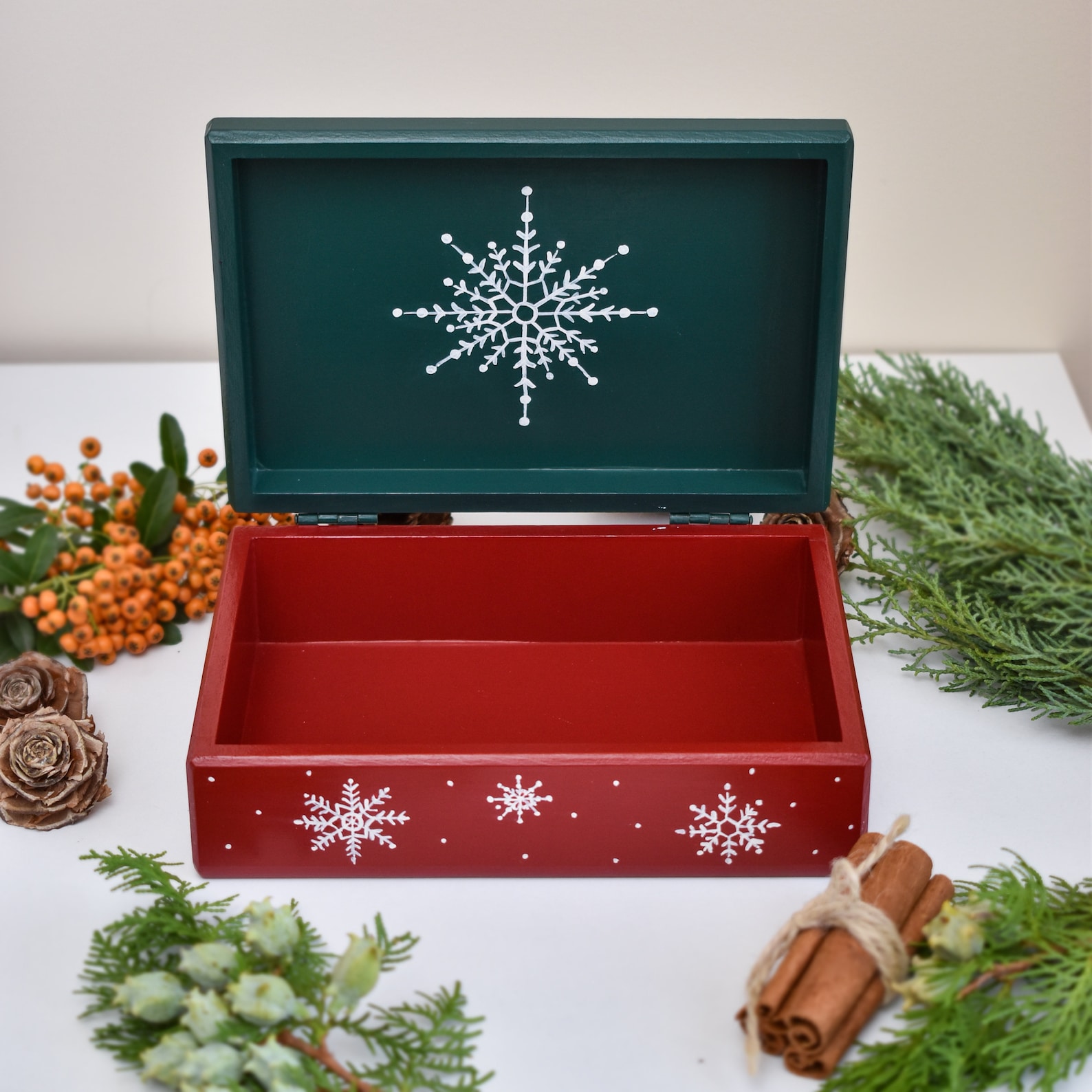 Santa Claus Box, Christmas Memory Box, Red Wooden Case With Lid, Gift ...