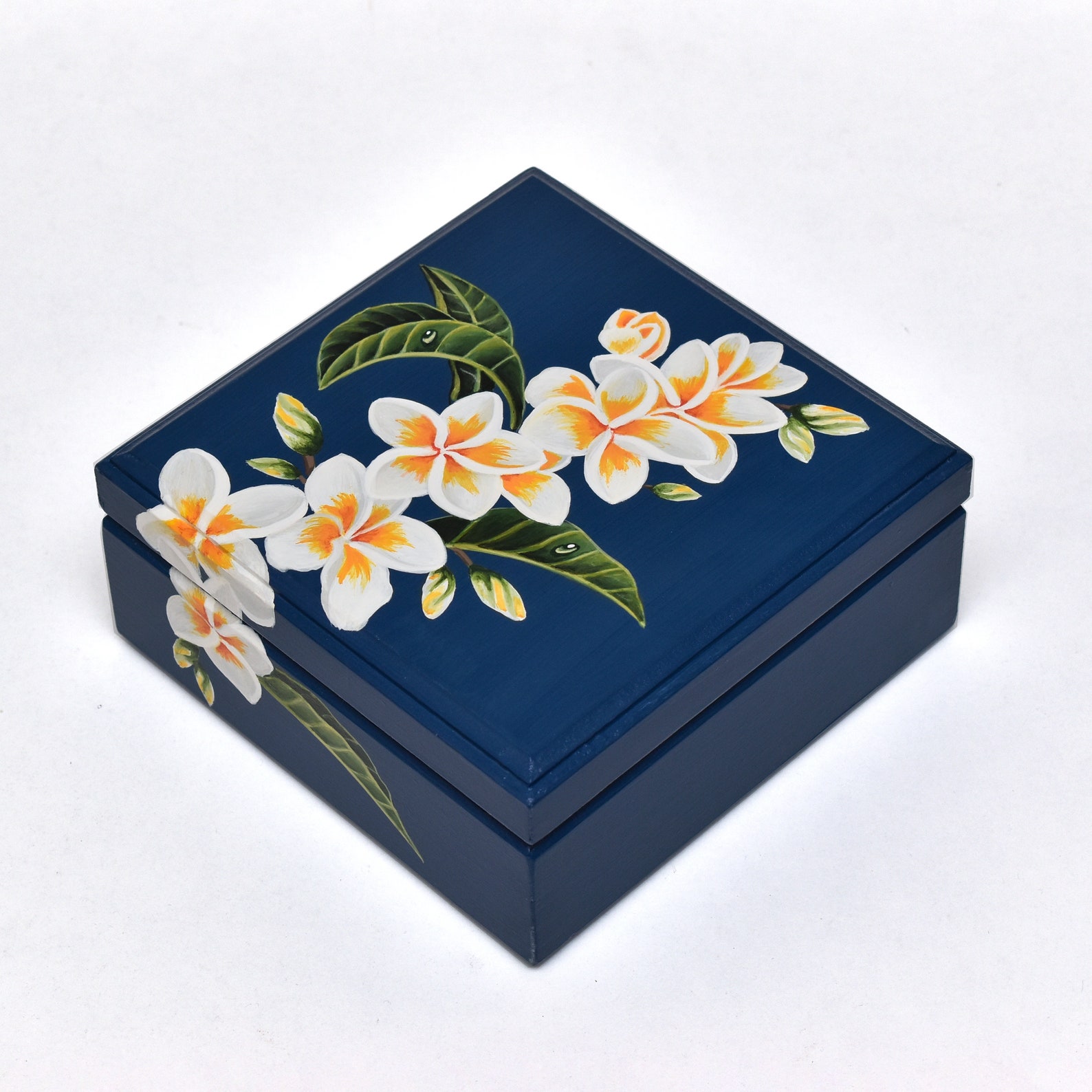 Handpainted Wooden Box Floral, Custom Name Plumeria Keepsake Box ...