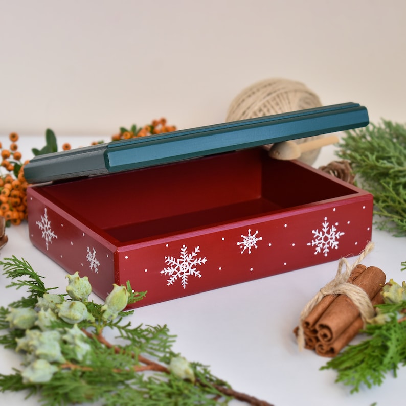 Santa Claus Box, Christmas Memory Box, Red Wooden Case With Lid, Gift ...