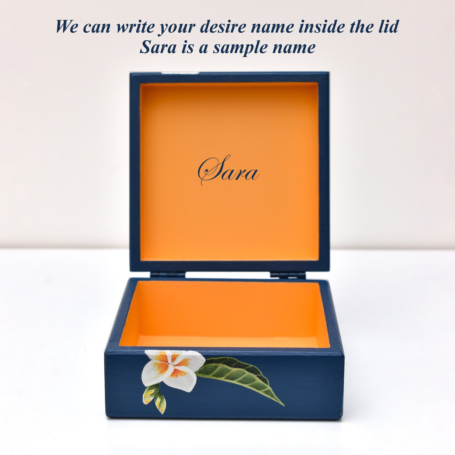 Handpainted Wooden Box Floral, Custom Name Plumeria Keepsake Box ...