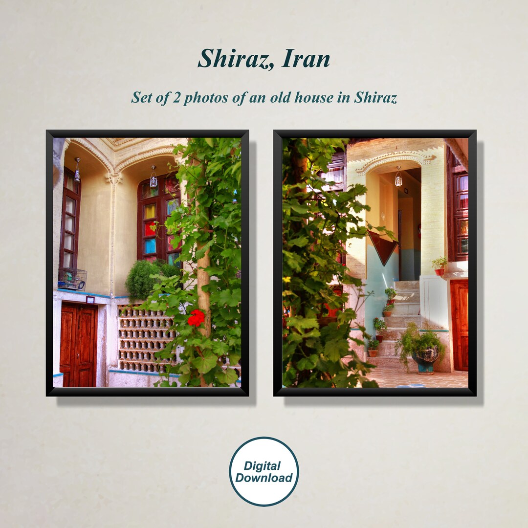 Set of 2 Photos of an Old House in Shiraz, Persian Art, Shiraz Photo ...