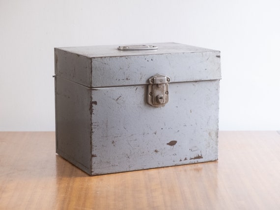 Vintage Industrial Metal File Box - Etsy