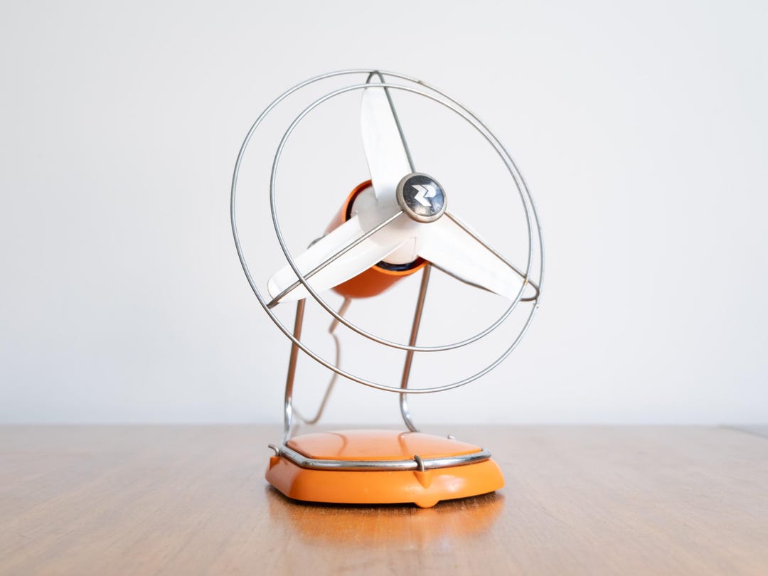 1960s Orange Desk Fan - Etsy