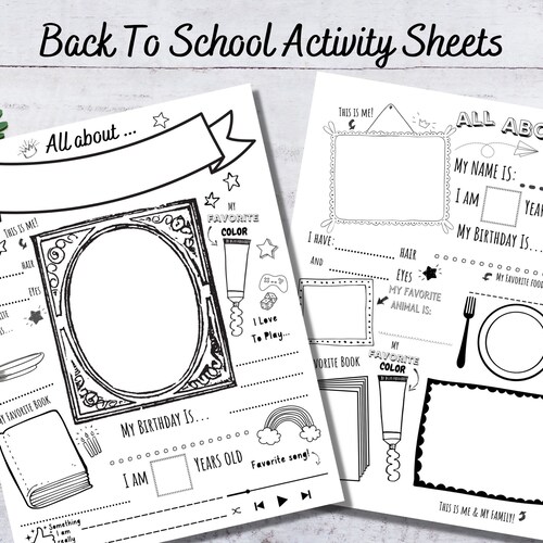 All About Me Activity Sheet Back to School Get to Know You - Etsy
