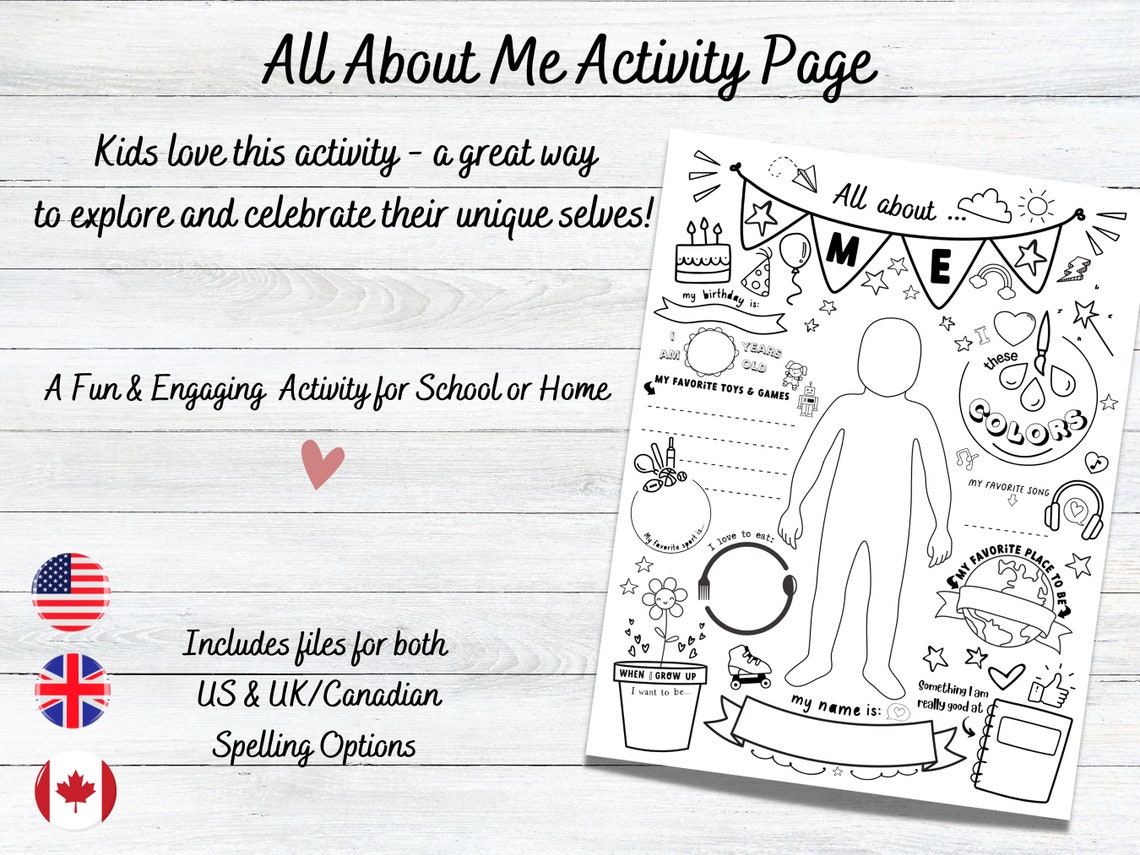 All About Me Activity Page: Kids Printable Drawing Sheet (PDF Download ...