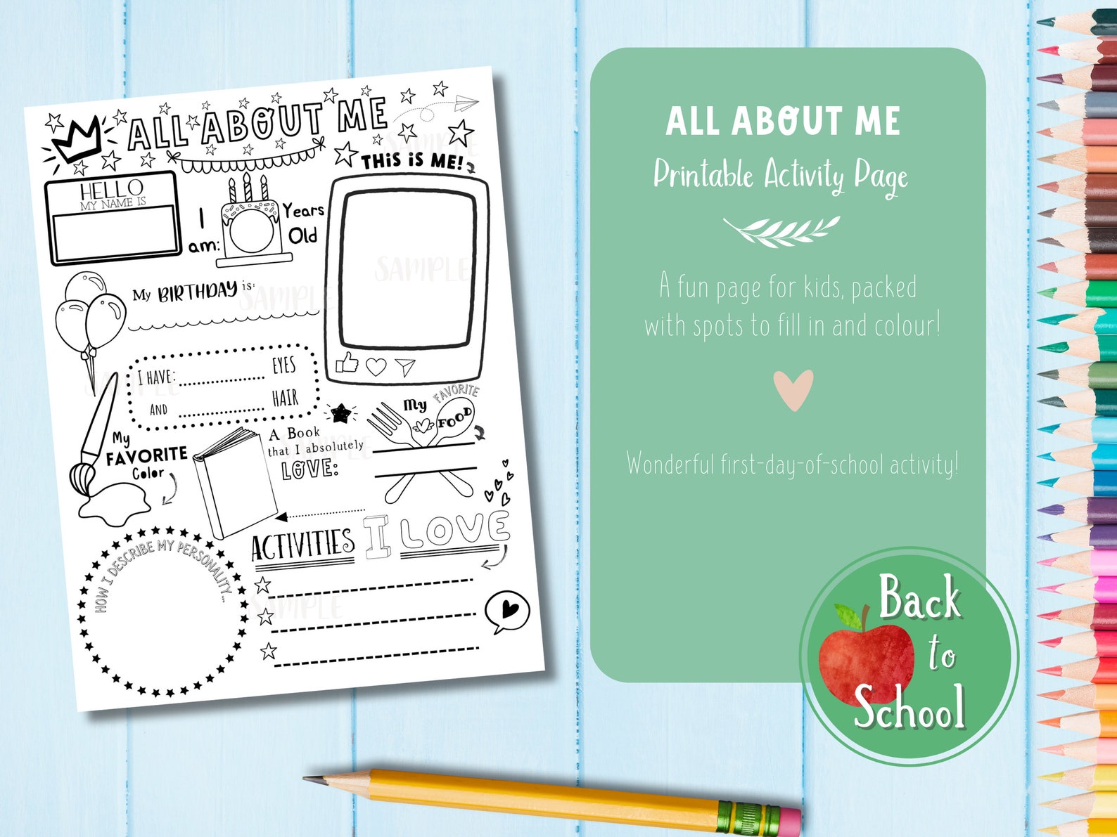 About Me Activity Coloring Pages 2 Page Digital Printable All About Me ...