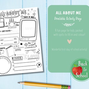 About Me Activity Coloring Pages - 2 Page Digital Printable - All About ...