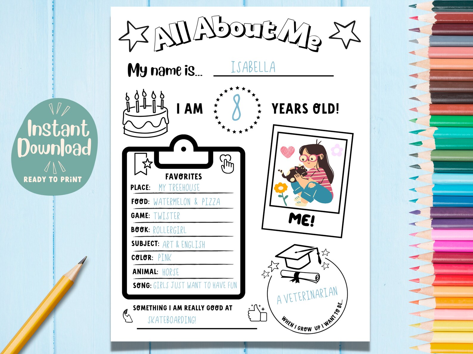 All About Me Printable Back to School Activity Page About Me - Etsy