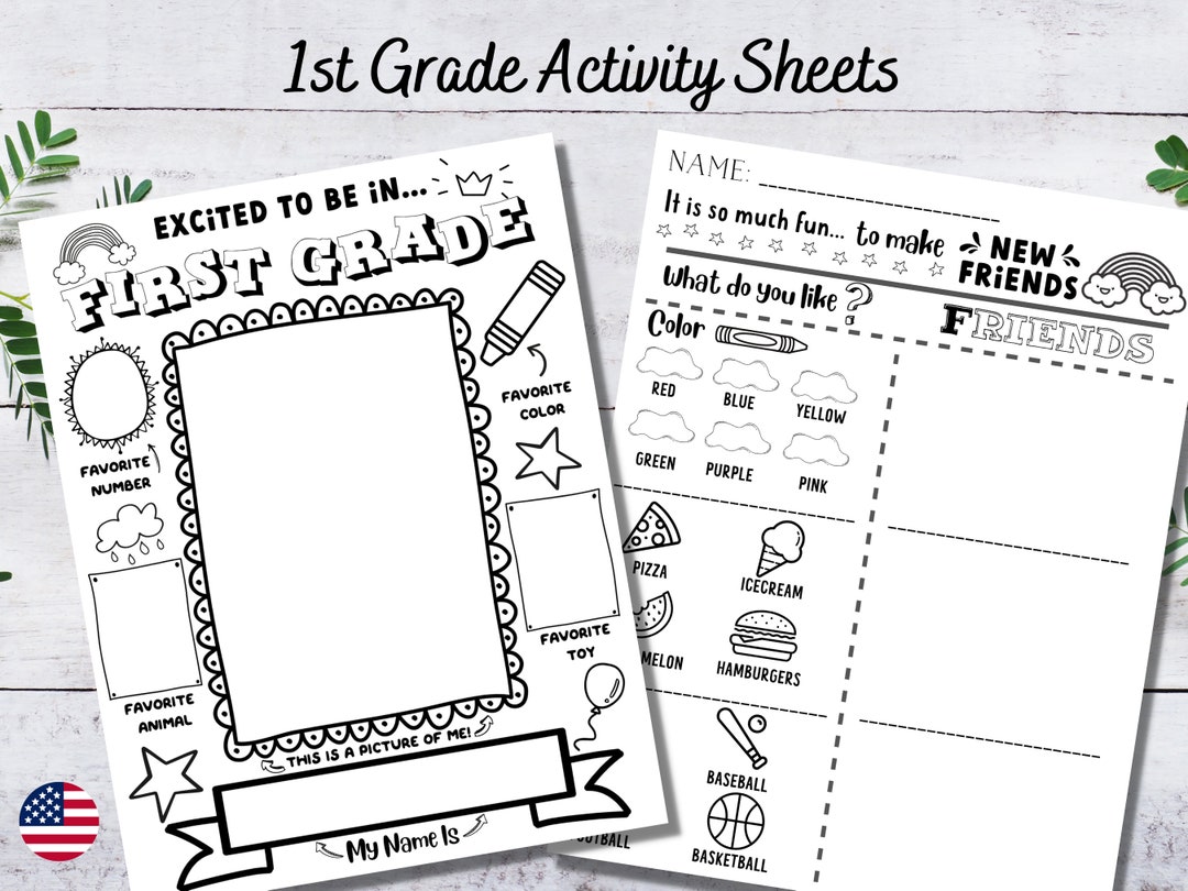 First Grade Activity Sheets: All About Me + Making Friends (PDF ...