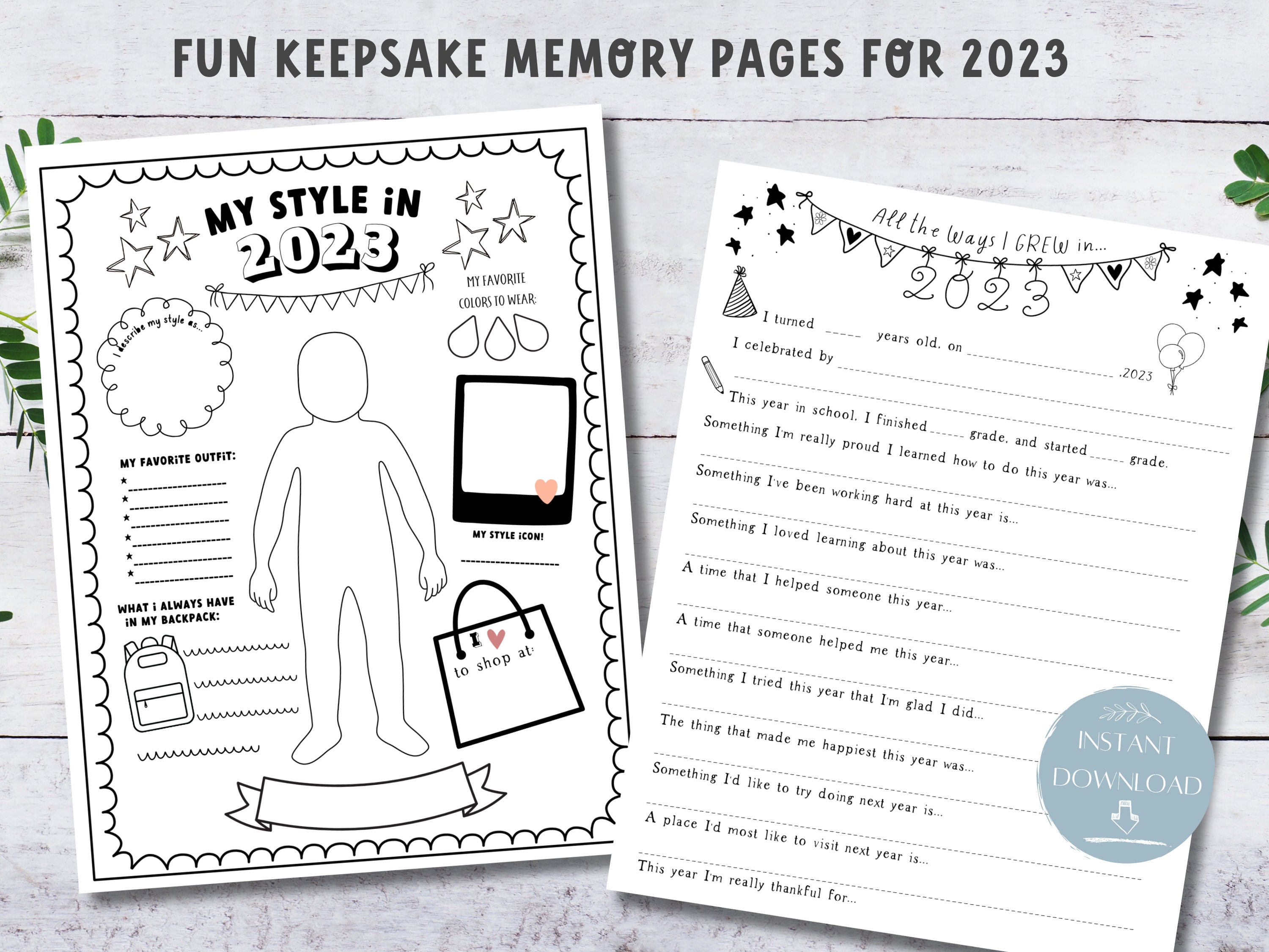 Year in Review Activity Pages Printable End of Year Page for Kids 2023 ...
