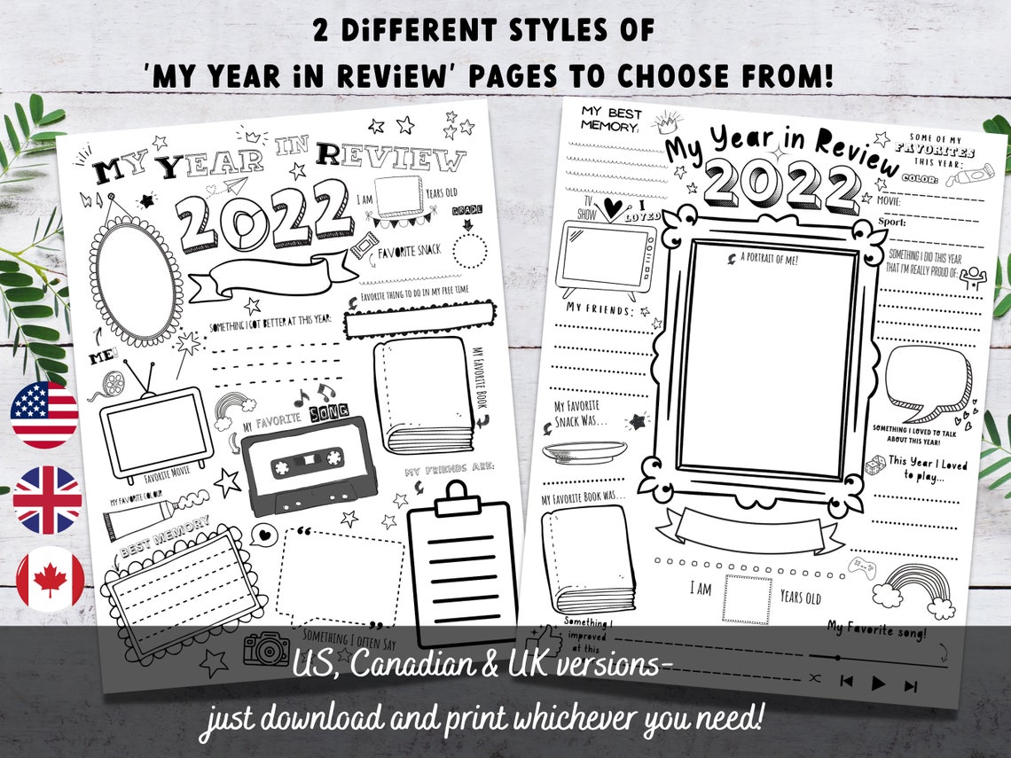 Year in Review Activity Pages Printable End of Year Page for - Etsy Canada