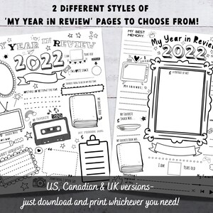 Year in Review Activity Pages Printable End of Year Page for - Etsy Canada