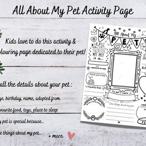 All About My Pet Printable - Pet Birthday - Pet Tribute - Cat Dog ...
