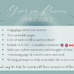 Year in Review Activity Pages Printable End of Year Page for - Etsy Canada
