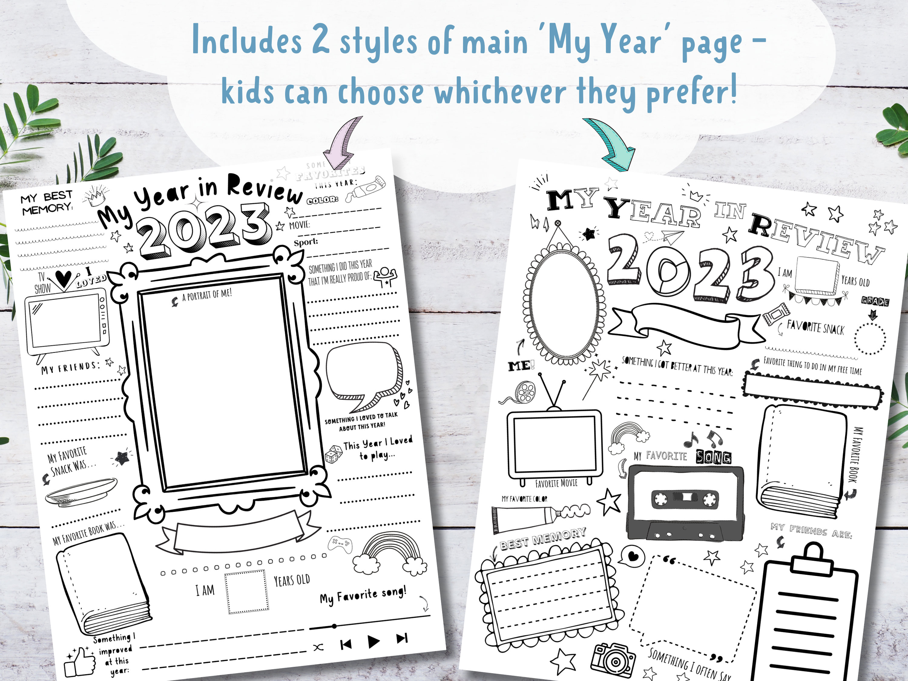 Year in Review Activity Pages Printable End of Year Page for Kids 2023 ...