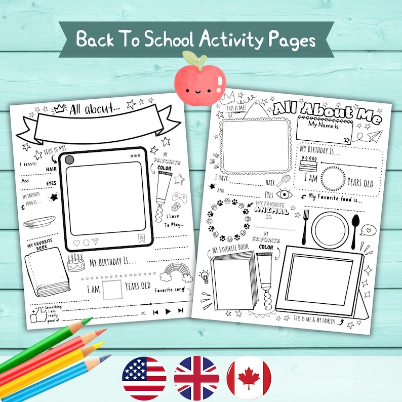 All About Me Activity Sheet: Back to School Printable (PDF Download) - Etsy