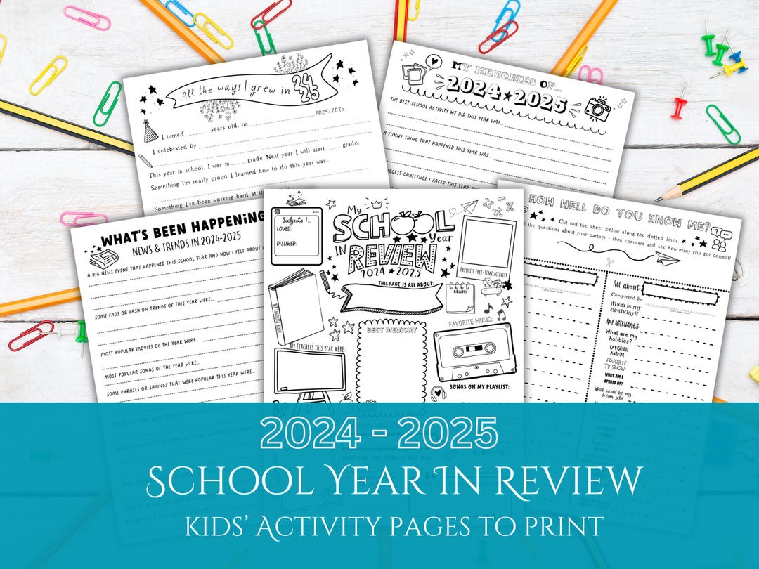 School Year End Activity Pages - School Reflection Pages - 2024-2025 ...