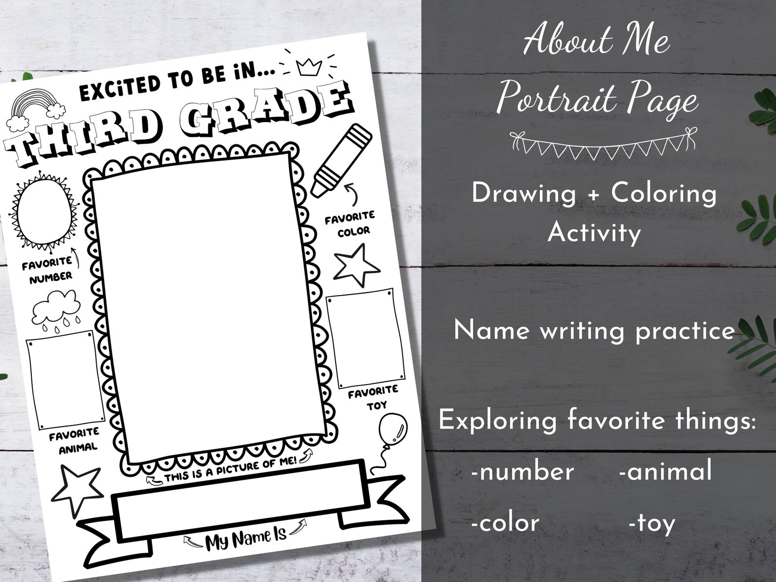 THIRD GRADE Activity Sheets - All About Me Portrait Page + Making ...