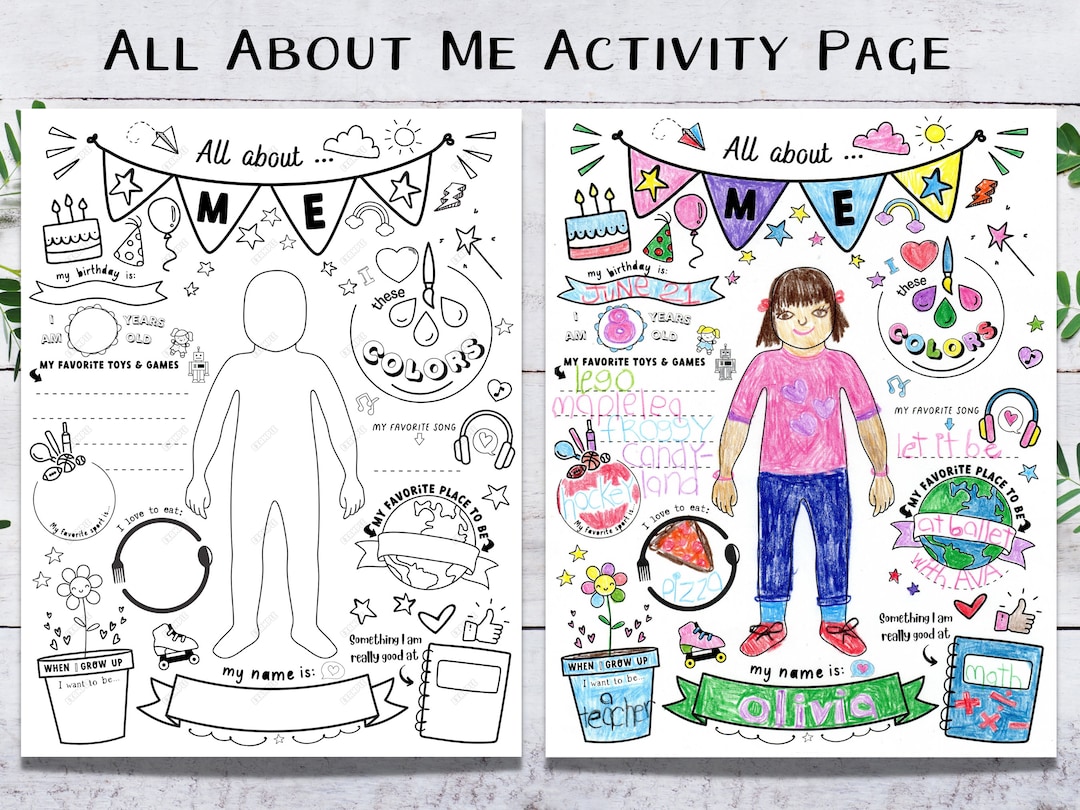 All About Me Activity Page: Kids Printable Drawing Sheet (PDF Download ...