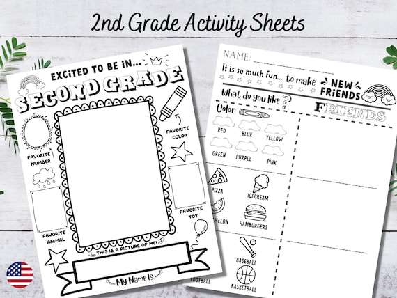 SECOND GRADE Activity Sheets All About Me Portrait Page - Etsy