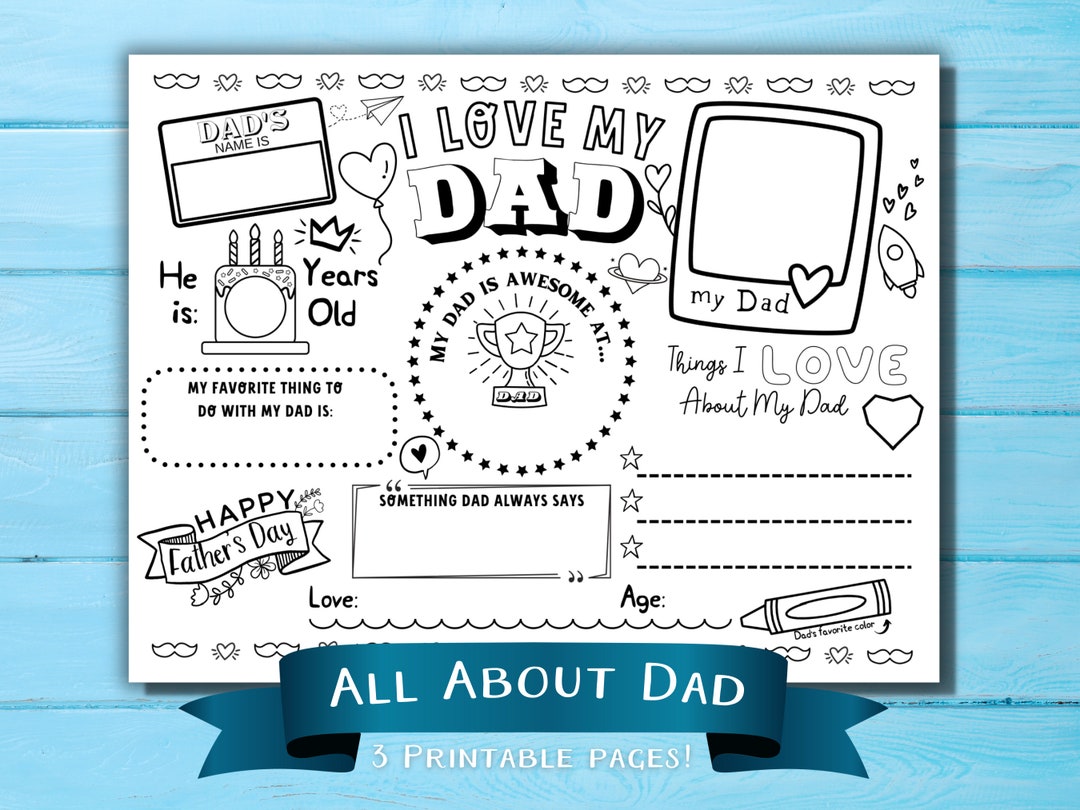 Father's Day Kids' Activity Page Printable All About Dad I Love My Dad ...