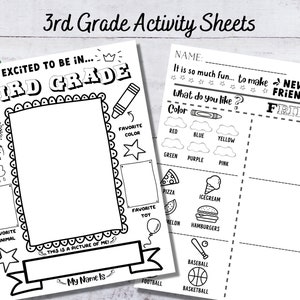 THIRD GRADE Activity Sheets - All About Me Portrait Page + Making ...