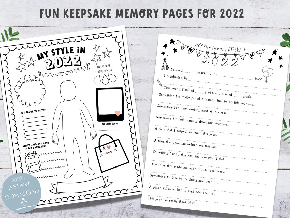 Year in Review Activity Pages Printable End of Year Page for - Etsy Canada