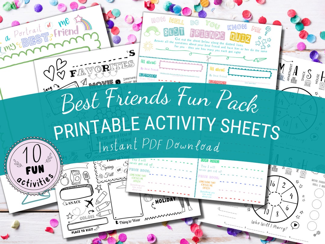 Best Friends Activity Pages for Kids - 10 Activities - Instant PDF ...