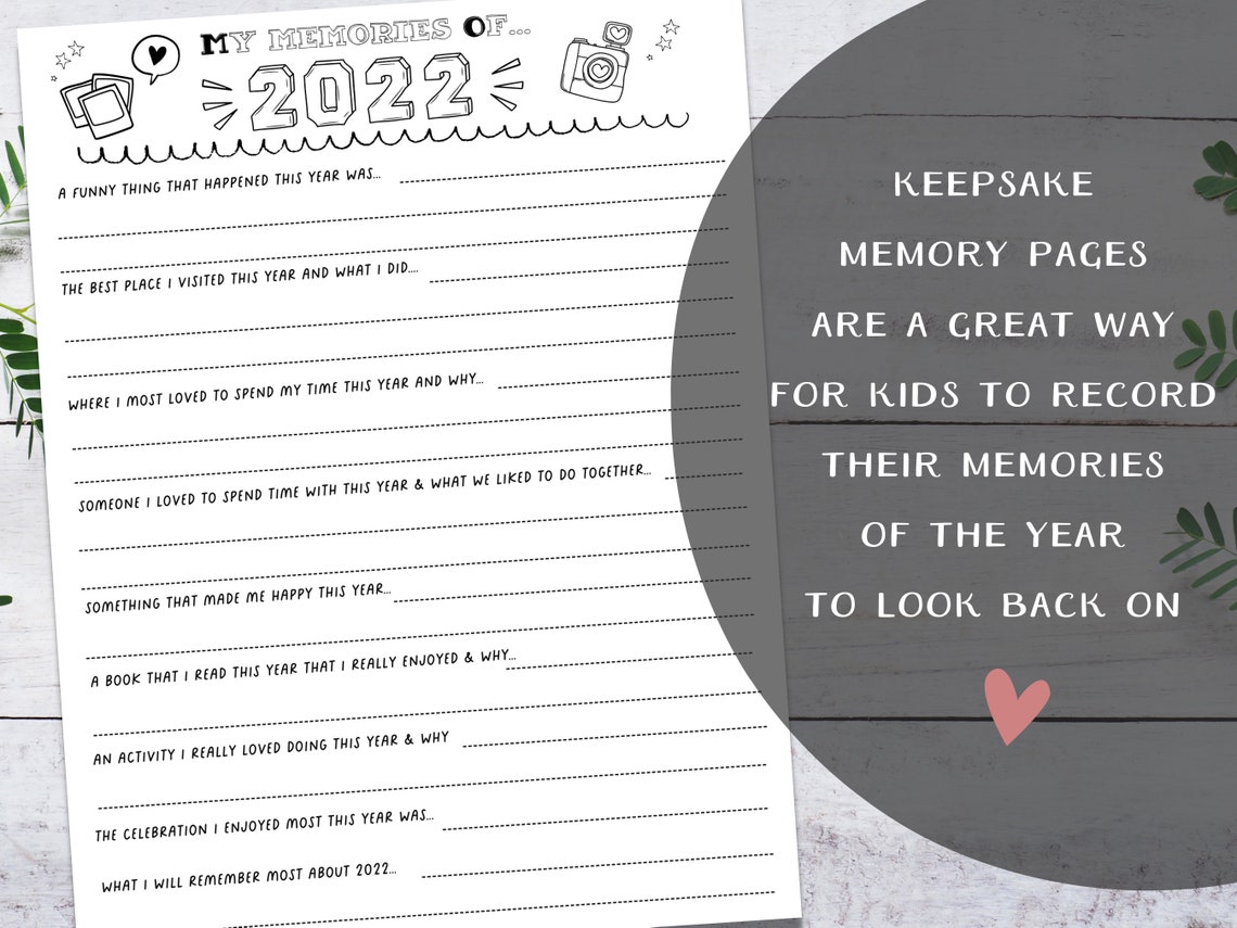 Year in Review Activity Pages Printable End of Year Page for - Etsy Canada