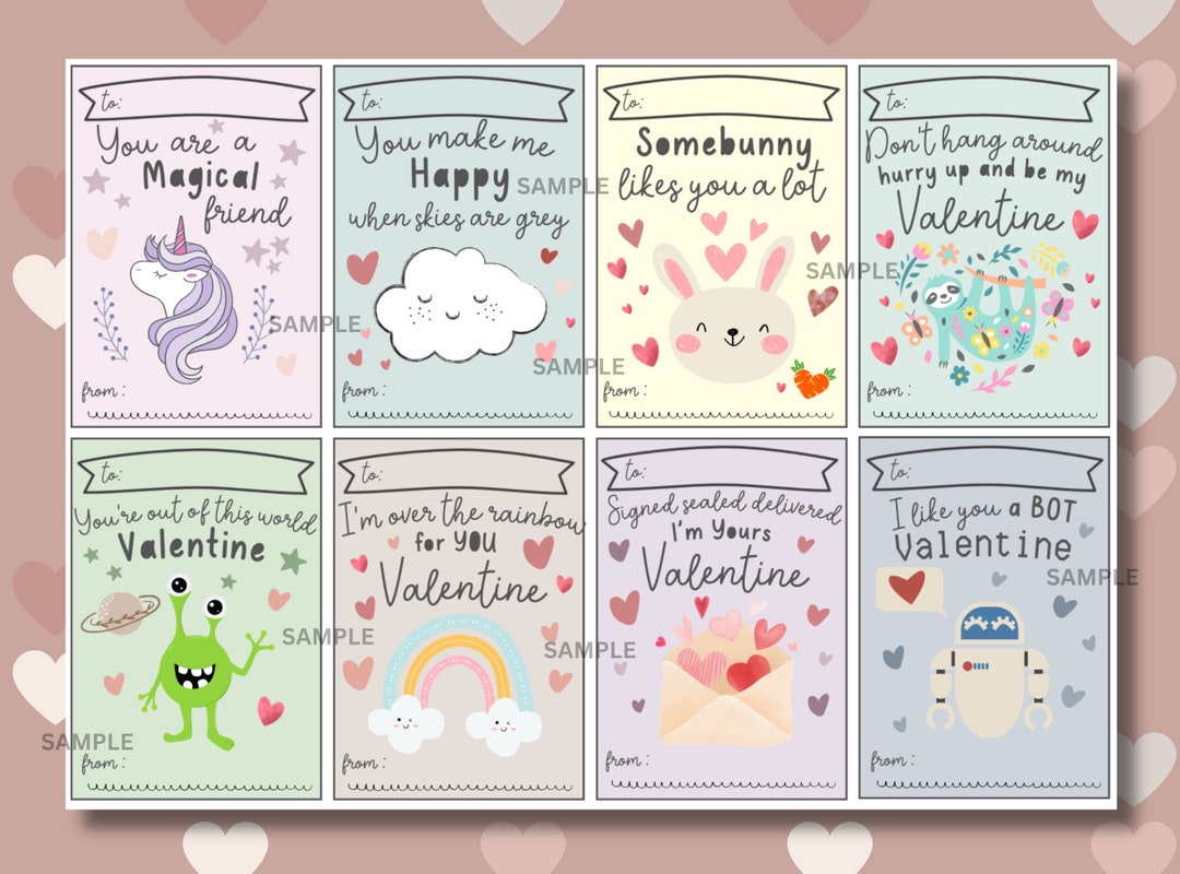 Cute Printable Valentine Cards - 8 Unique Kids Valentine Designs - Plus ...