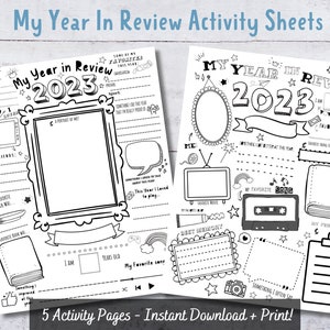 Year in Review Activity Pages Printable End of Year Page for Kids 2023 ...